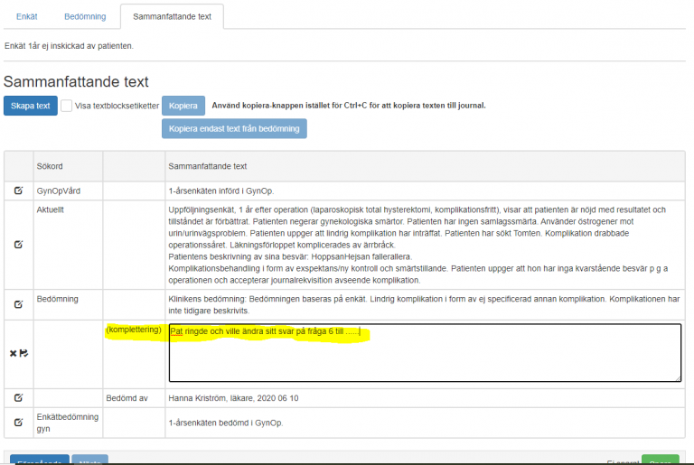 Enkät 1 år – GynOp Manual